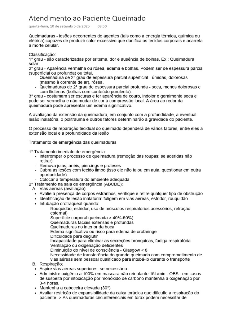 Tratamento e Classificação de Queimaduras | PDF | Queimadura | Medicina ...