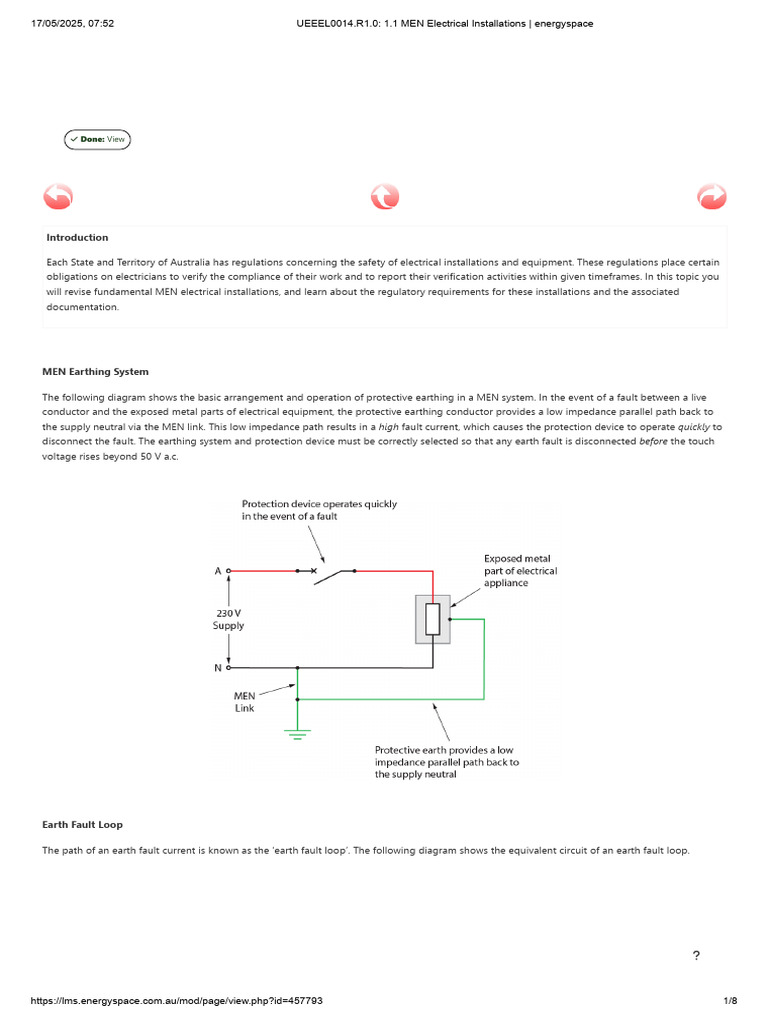 UEEEL0014.R1.0: 1.1 MEN Electrical Installations | PDF | Electrical ...