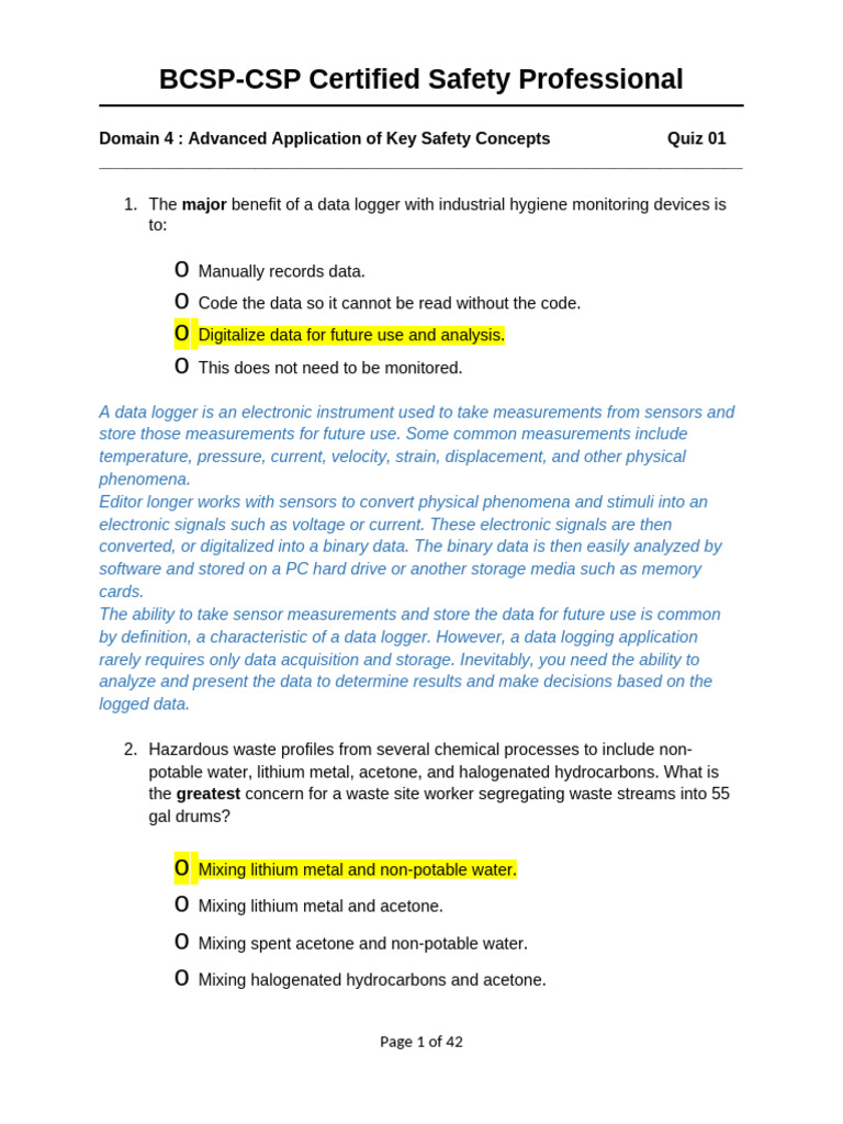 Domian 4 Advanced Application of Key Safety Concepts 01 | PDF | Laser ...