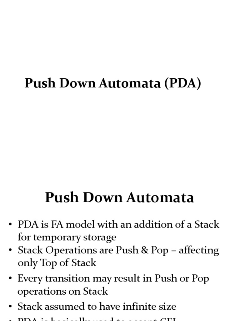 Push Down Automata (PDA) | PDF | Syntax (Logic) | Mathematics