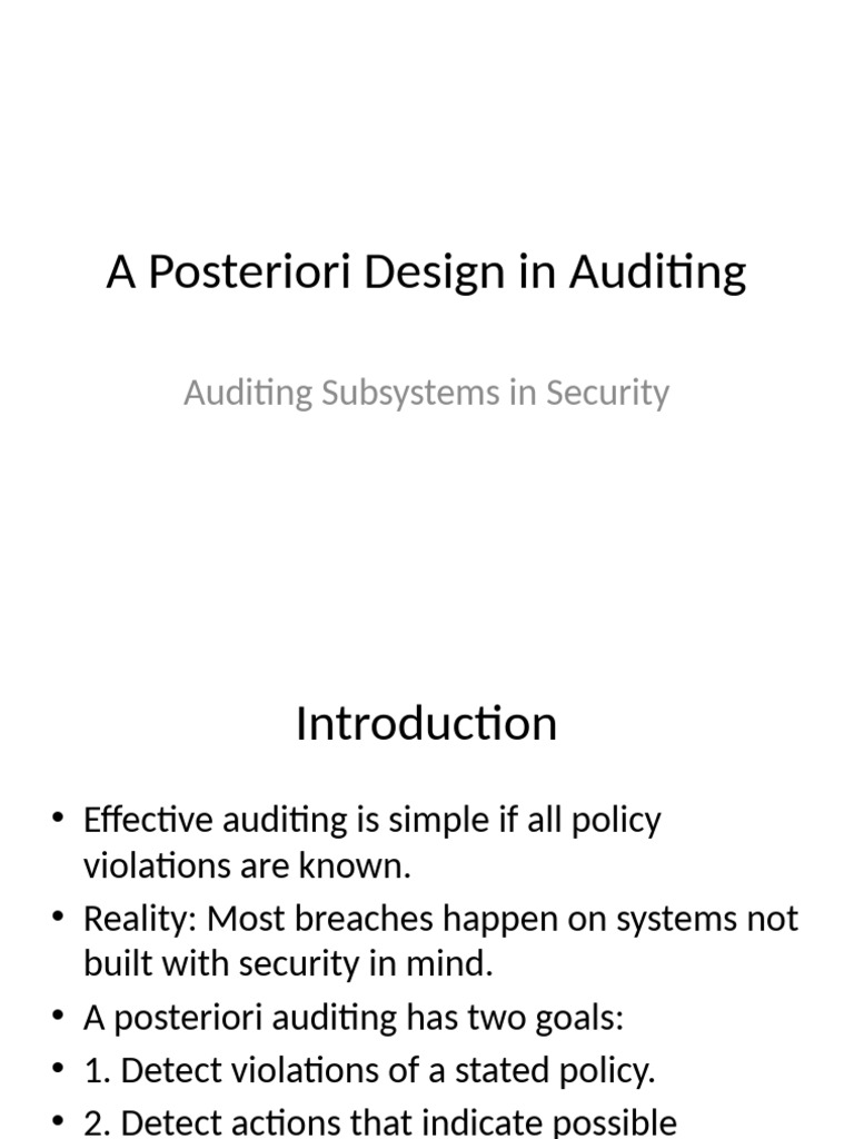 A Posteriori Auditing | PDF | Computer Engineering | Information Technology