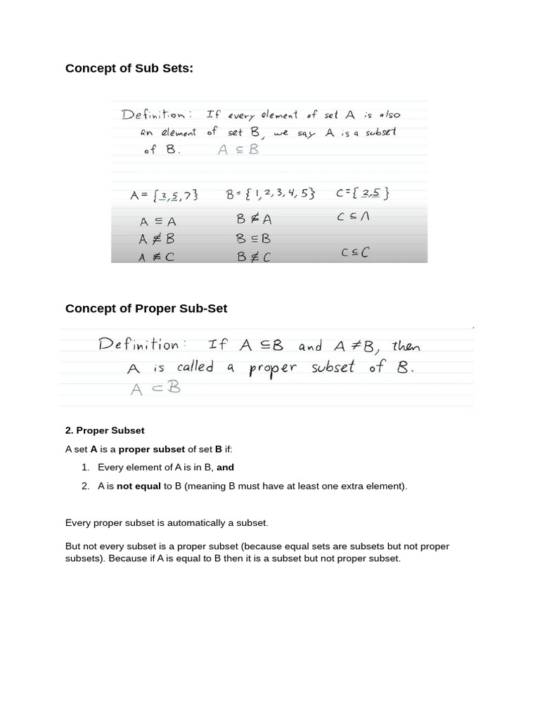 Concept of Sub Sets | PDF