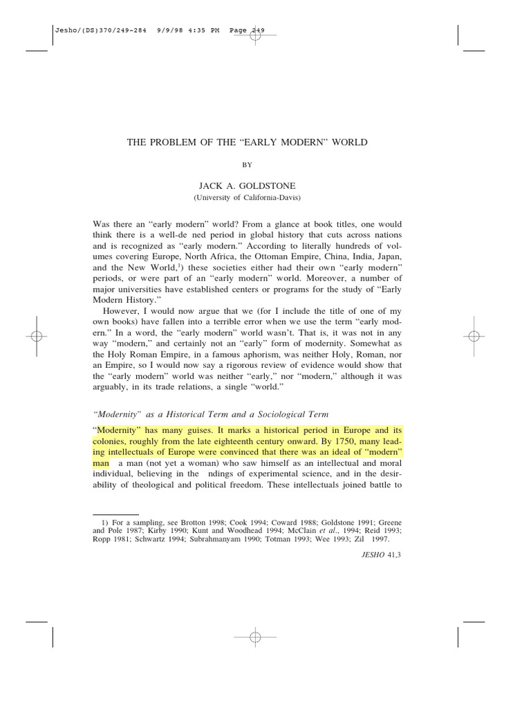 Rethinking the "Early Modern" Concept | PDF | Early Modern Period ...