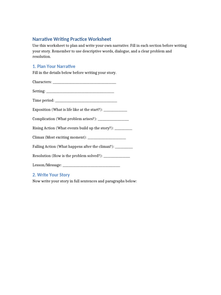 Narrative Writing Practice Worksheet | PDF