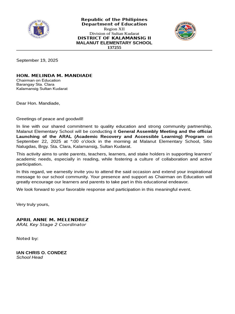 Com - Letter To Chairman On Education | PDF