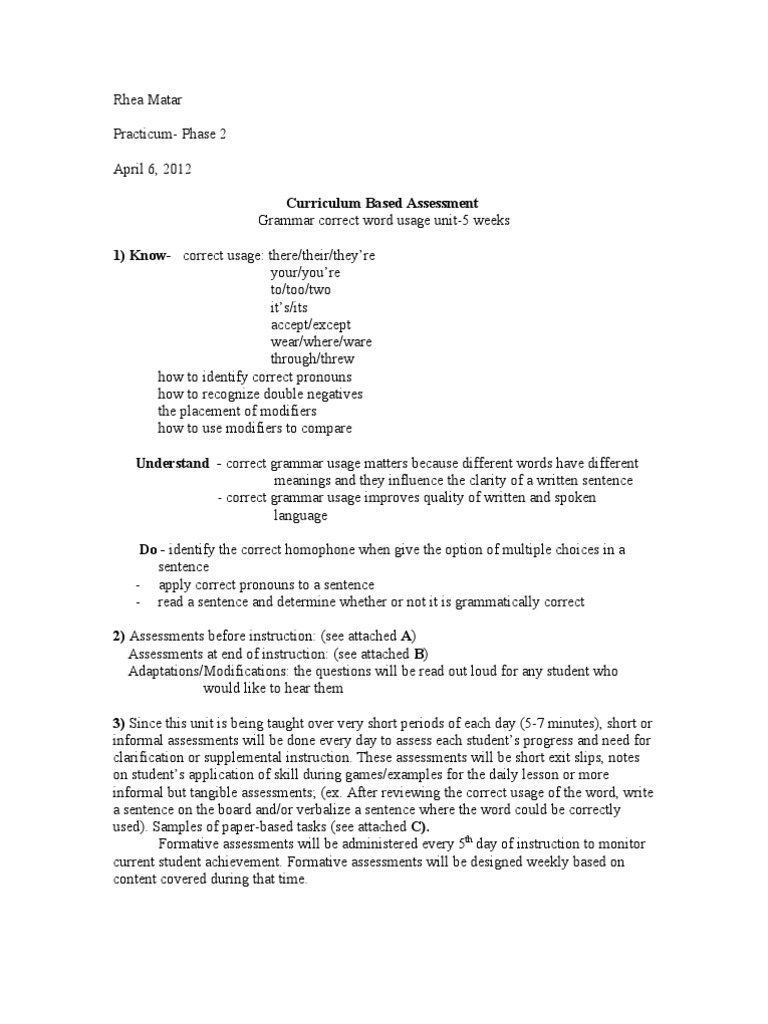 Curriculum Based Assessment | PDF | Educational Assessment | Word