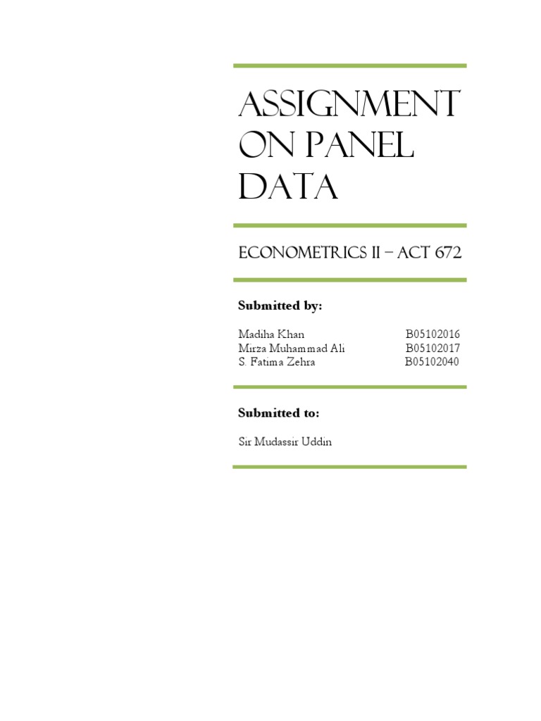Panel Data Assignment | PDF | Fixed Effects Model | Ordinary Least Squares