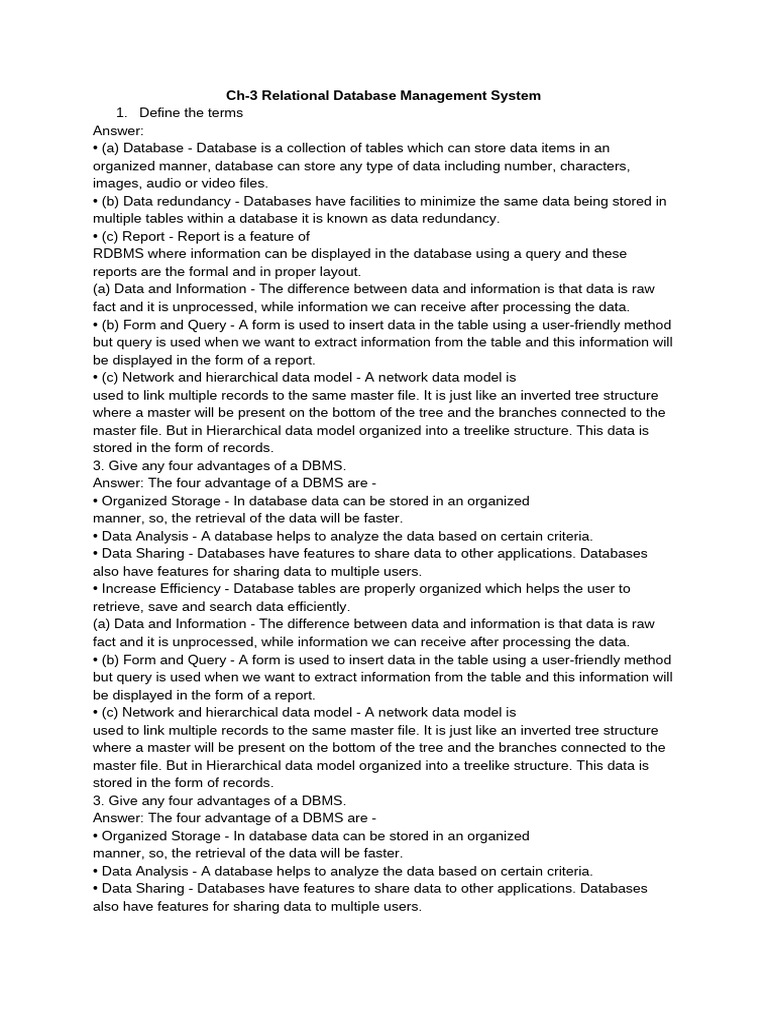 ch-3 RDBMS | PDF | Databases | Window (Computing)