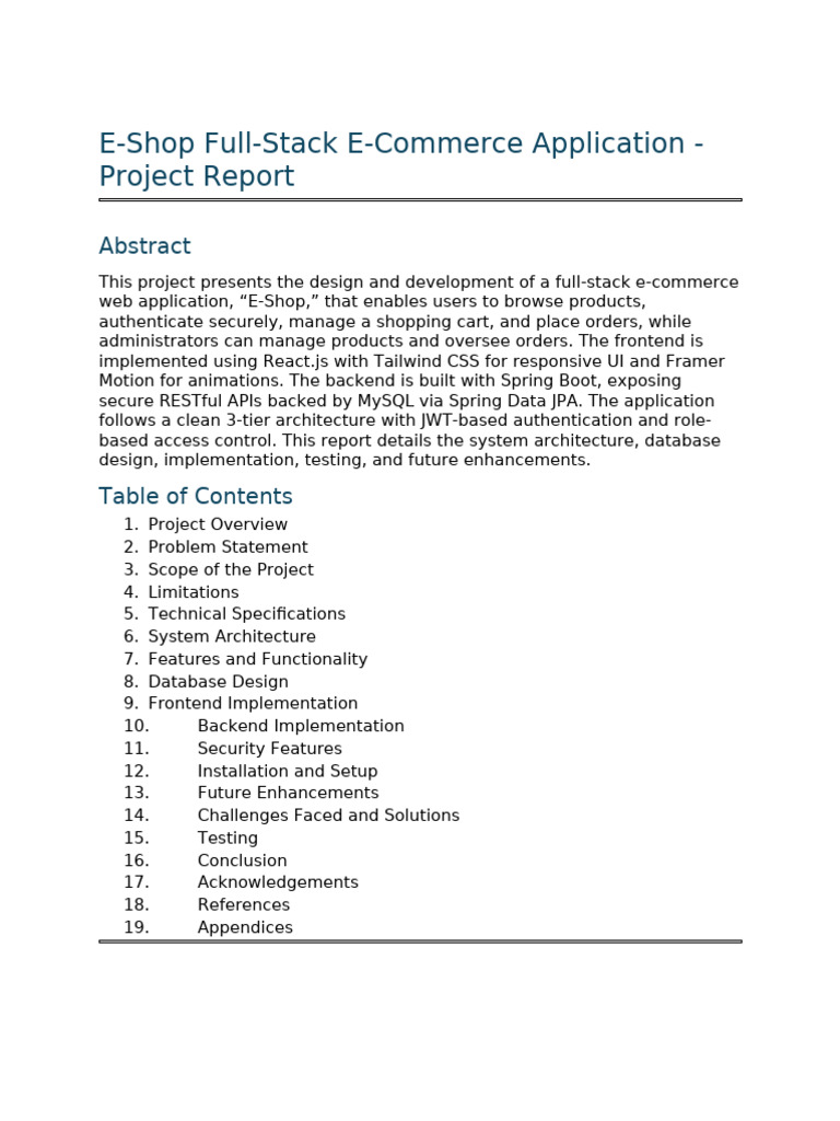 Ecommerce Project Report | PDF | Databases | My Sql