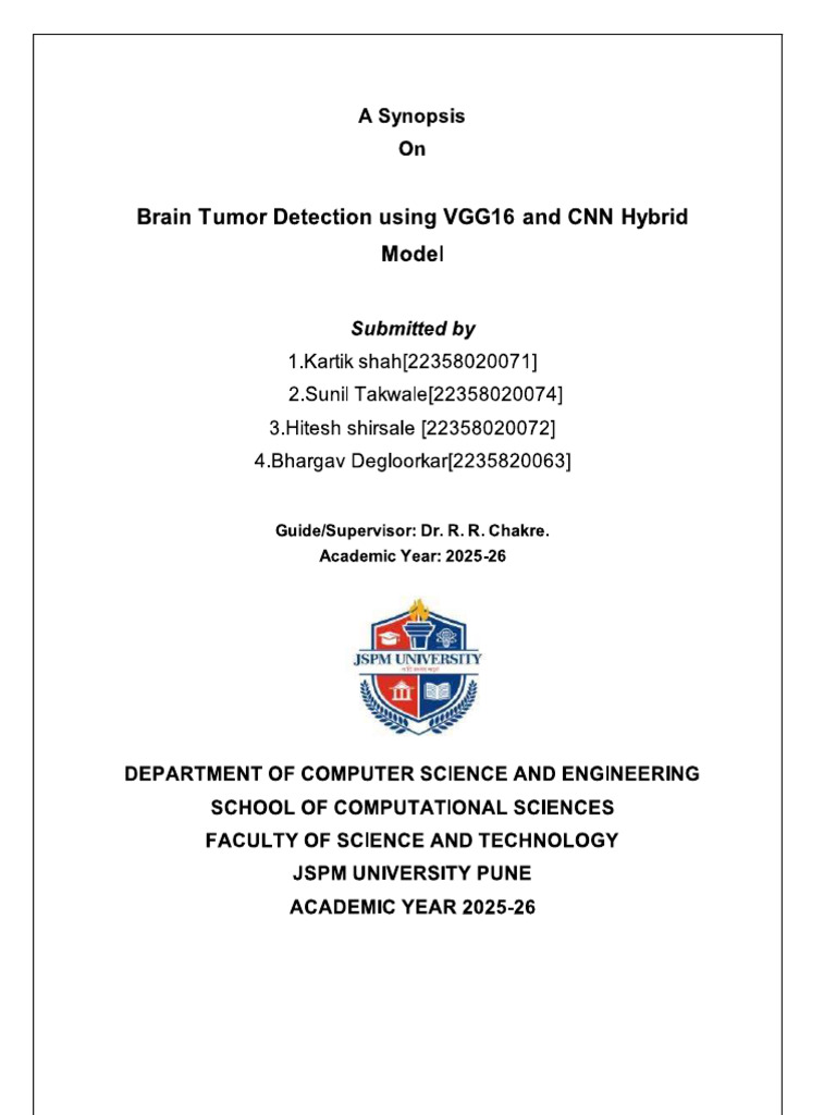 Brain Tumor Detection System Synopsis | PDF