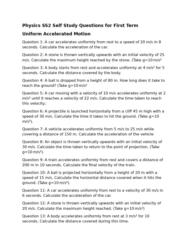 Physics SS2 1st Term Self Study | PDF | Collision | Density