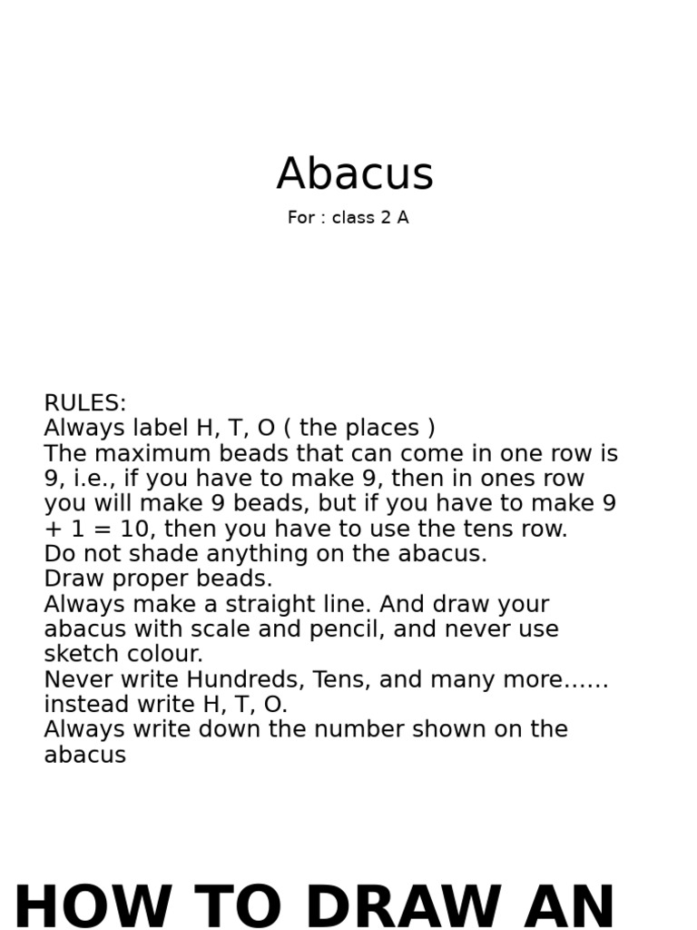 Abacus Guide for Class 2 Students | PDF