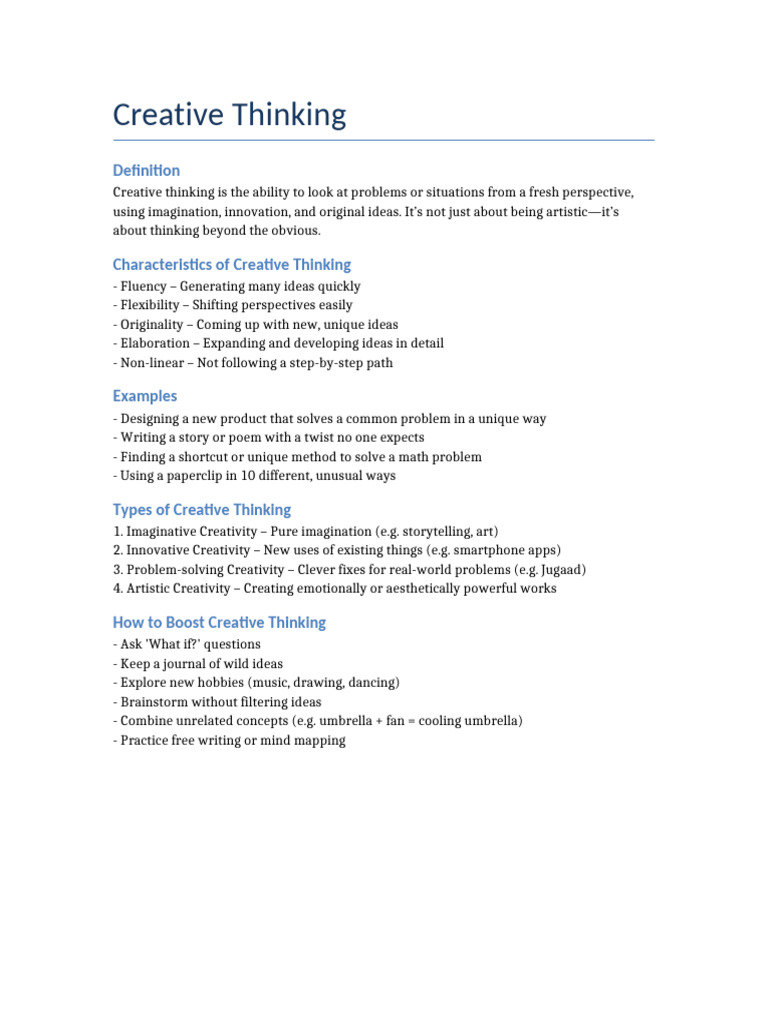 Creative Thinking | PDF
