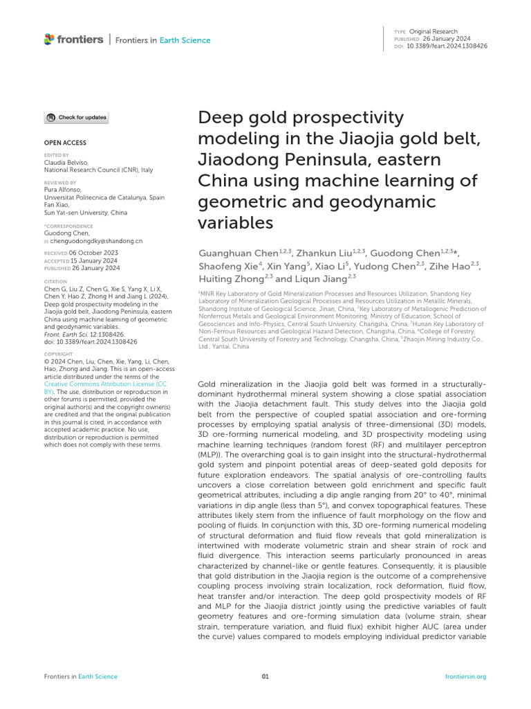 Deep Gold Prospectivity Modeling in The Jiaojia Go | PDF | Fault ...