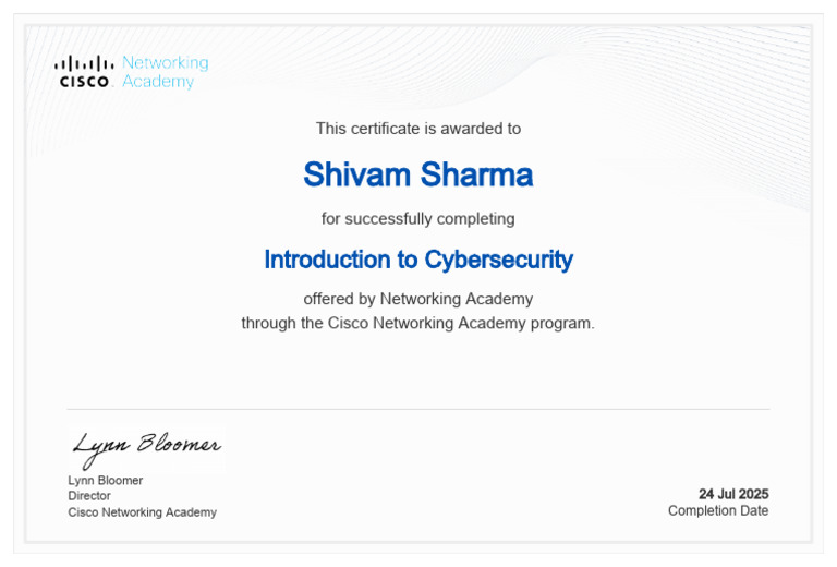 Cisco Cybersecurity Certificate | PDF