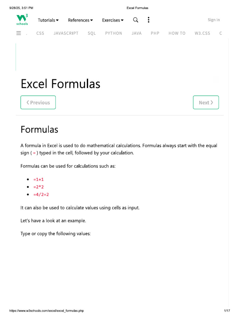 Excel Formula | PDF
