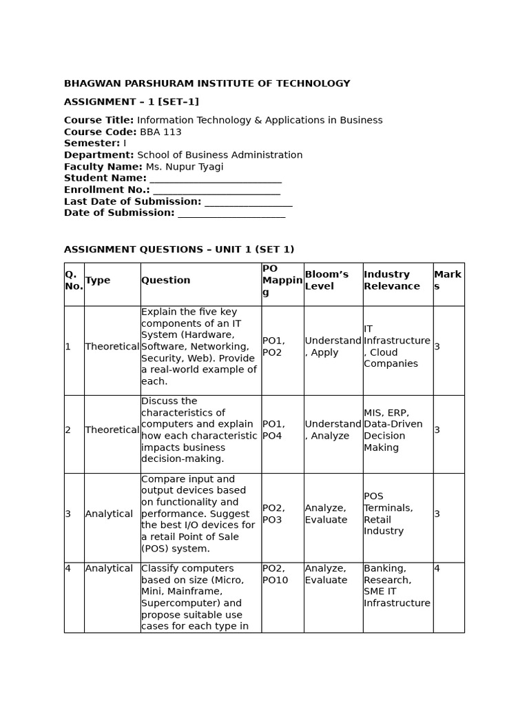 IT & Business Applications Assignment | PDF | Computer Data Storage ...