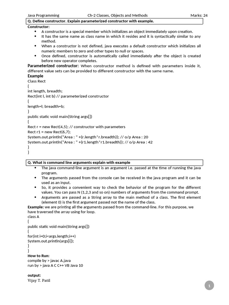 JPR CH2 Classes Objects Methods | PDF | Method (Computer Programming ...