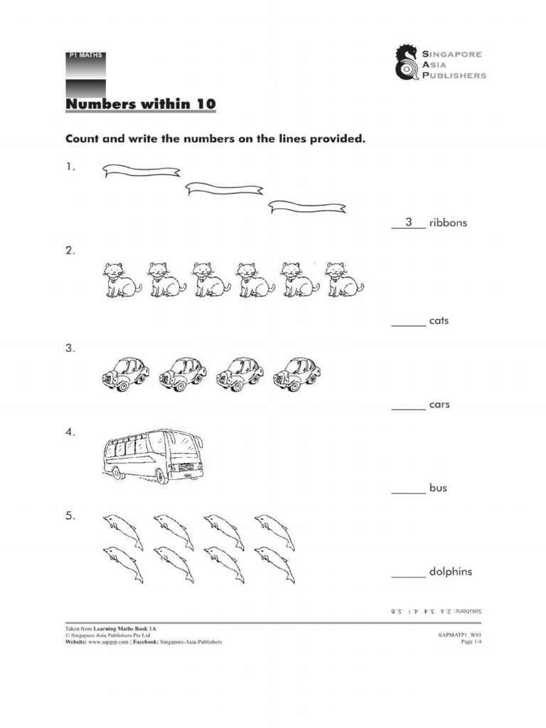 Math Review Numbers To 10 | PDF