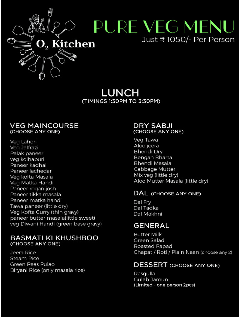 Pure Veg Menu Final | PDF