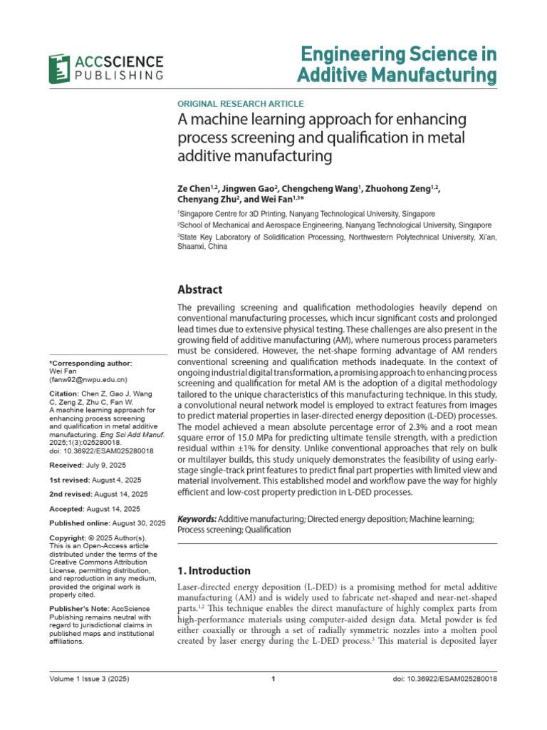 Machine Learning in Metal AM Qualification | PDF | Cross Validation ...