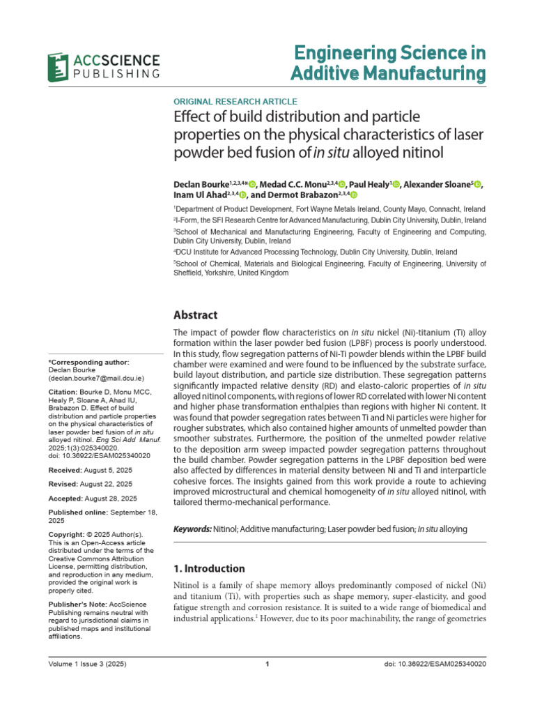 Effect of Build Distribution and Particle Properties On The Physical ...