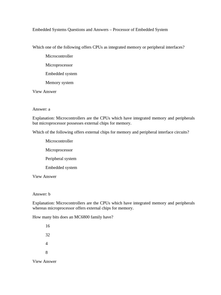 Embedded Systems Q&A Guide | PDF | Central Processing Unit | Microprocessor