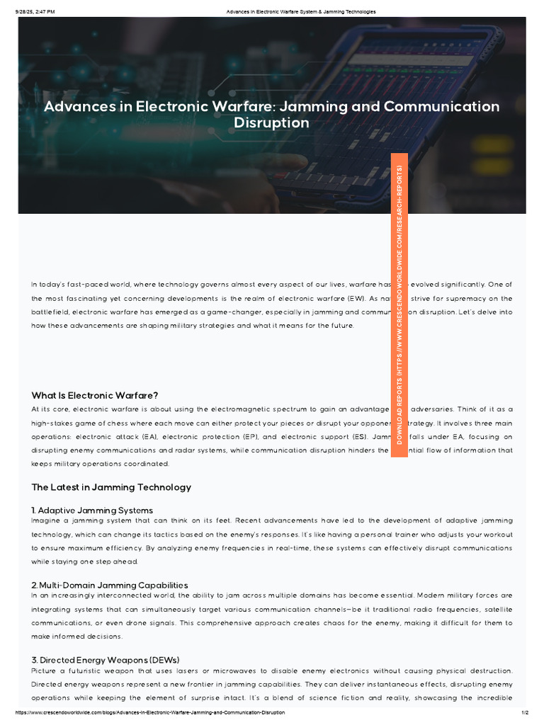 Advances in Electronic Warfare System & Jamming Technologies | PDF ...