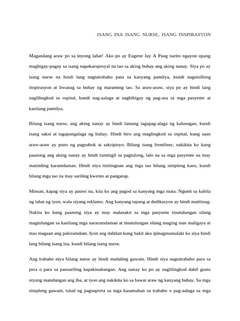 Paug - Isang Ina Isang Nurse, Isang Inspirasyon | PDF