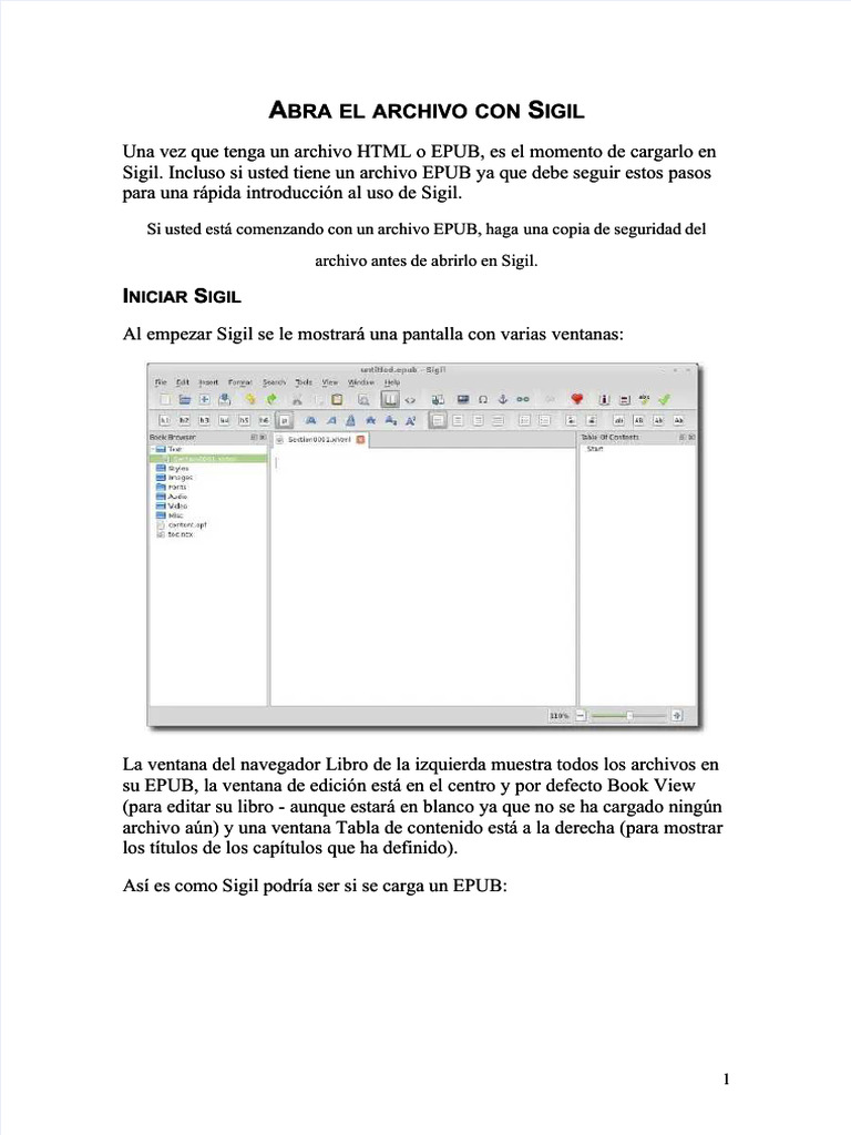 Cargar y Editar EPUB en Sigil | PDF | HTML | Hipervínculo