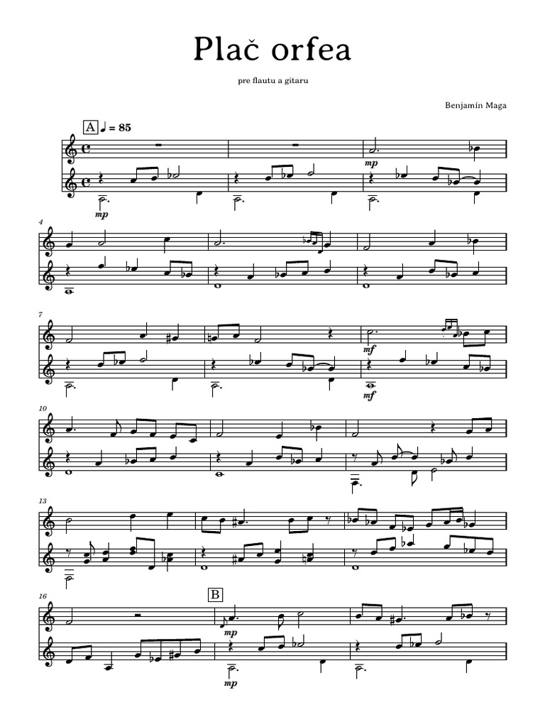 Plac Orfea for Flute and Guitar | PDF