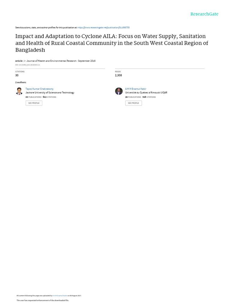 2016.impact and Adaptation To Cyclone AILA Focus On WASH of Rural ...
