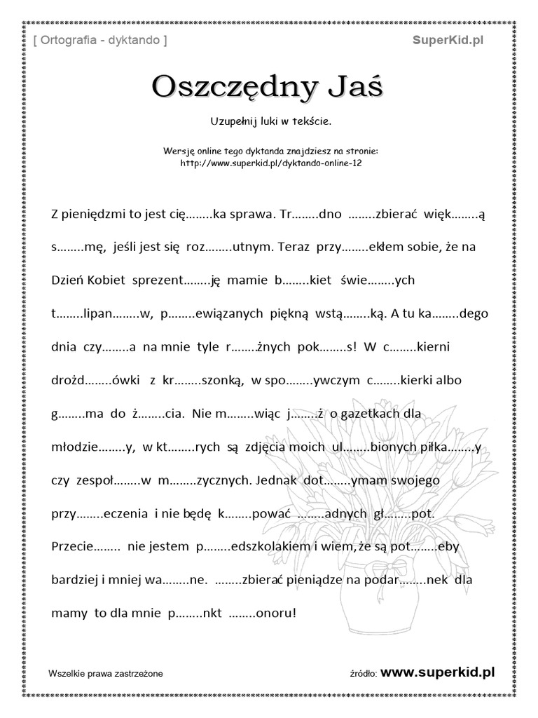 Dyktando Oszczedny Jas Kor GR III | PDF