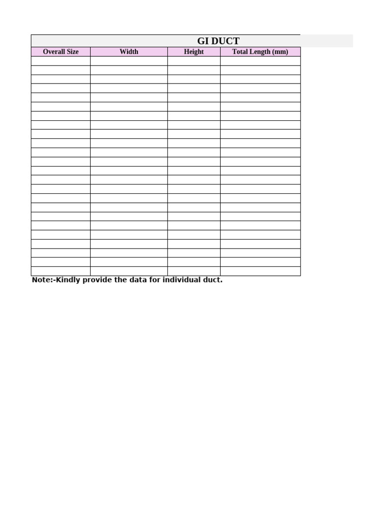 Duct Sizing Sheet | PDF