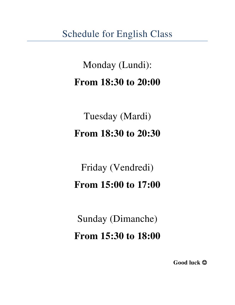 English Class Schedule Overview | PDF | Language Arts & Discipline ...