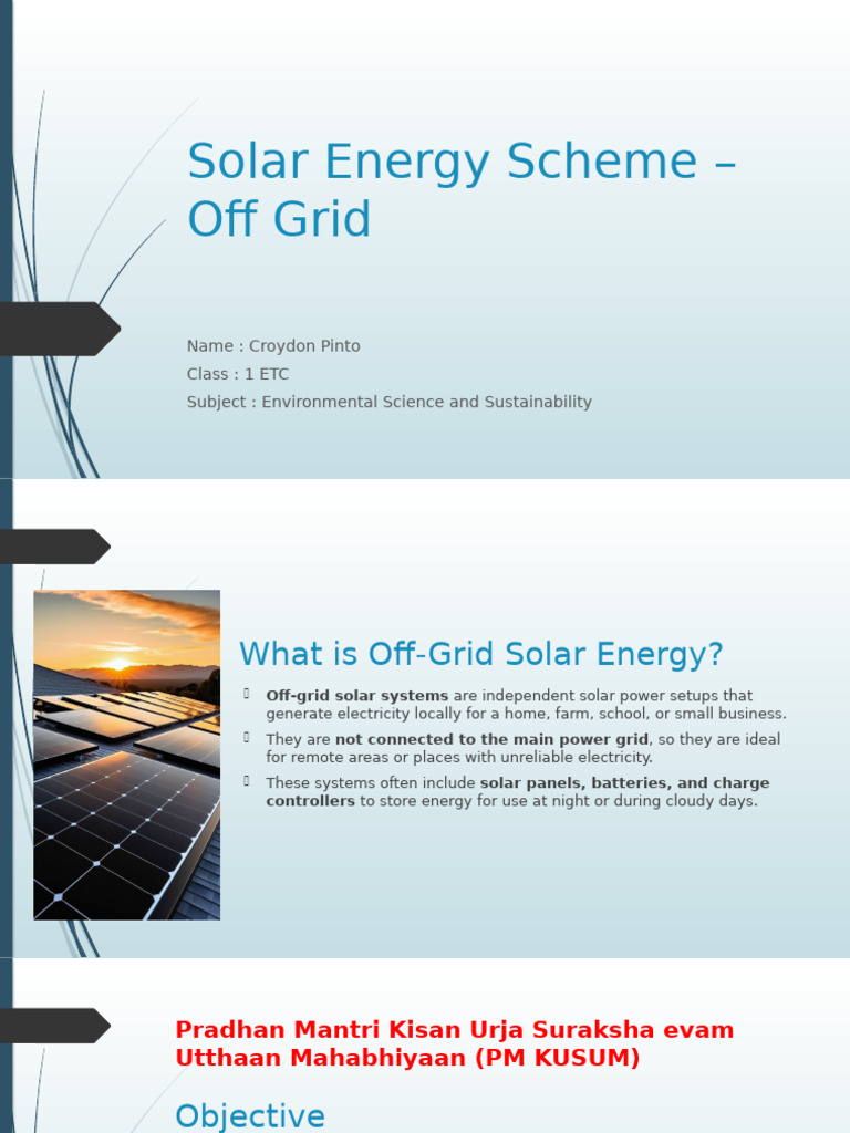 Off-Grid Solar Energy Schemes Explained | PDF | Off The Grid ...