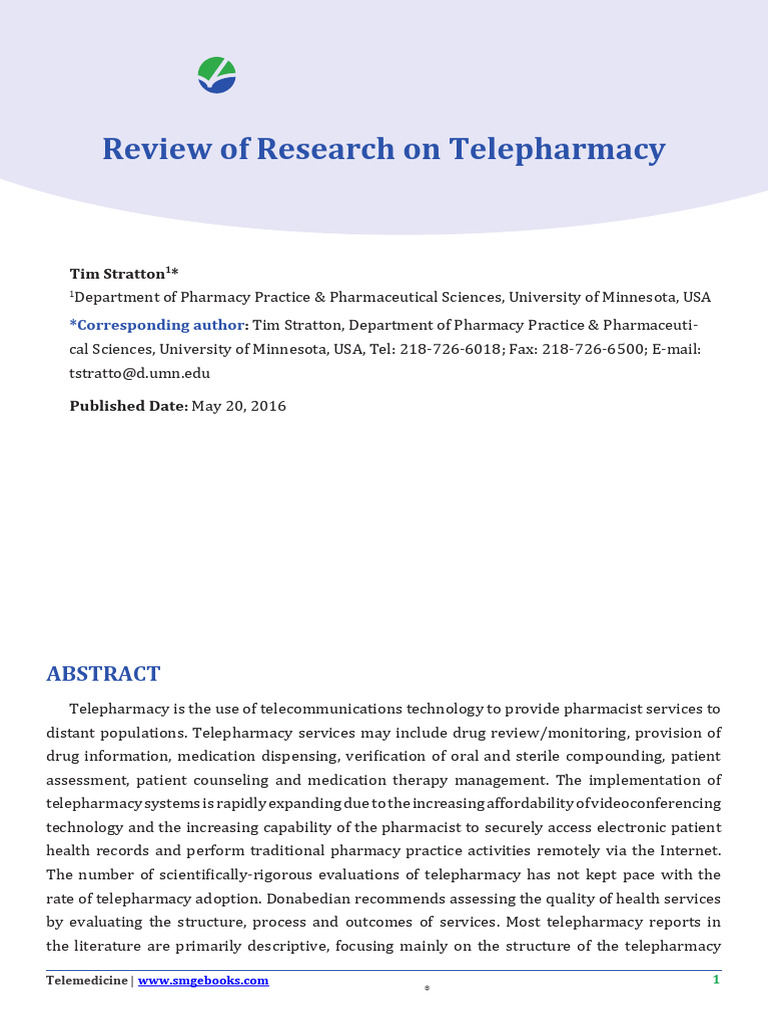Tele Pharmacy | PDF | Pharmacy | Pharmacist