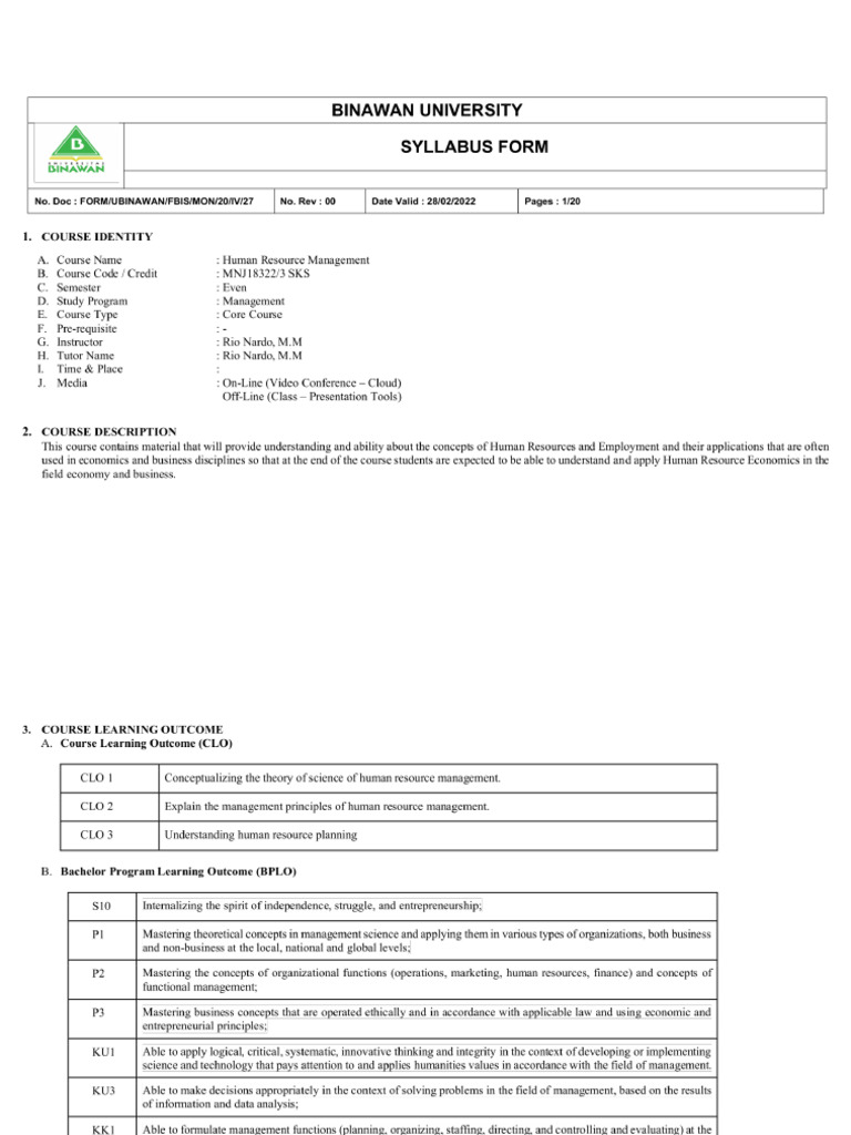 Human Resources - Learning Plan | PDF