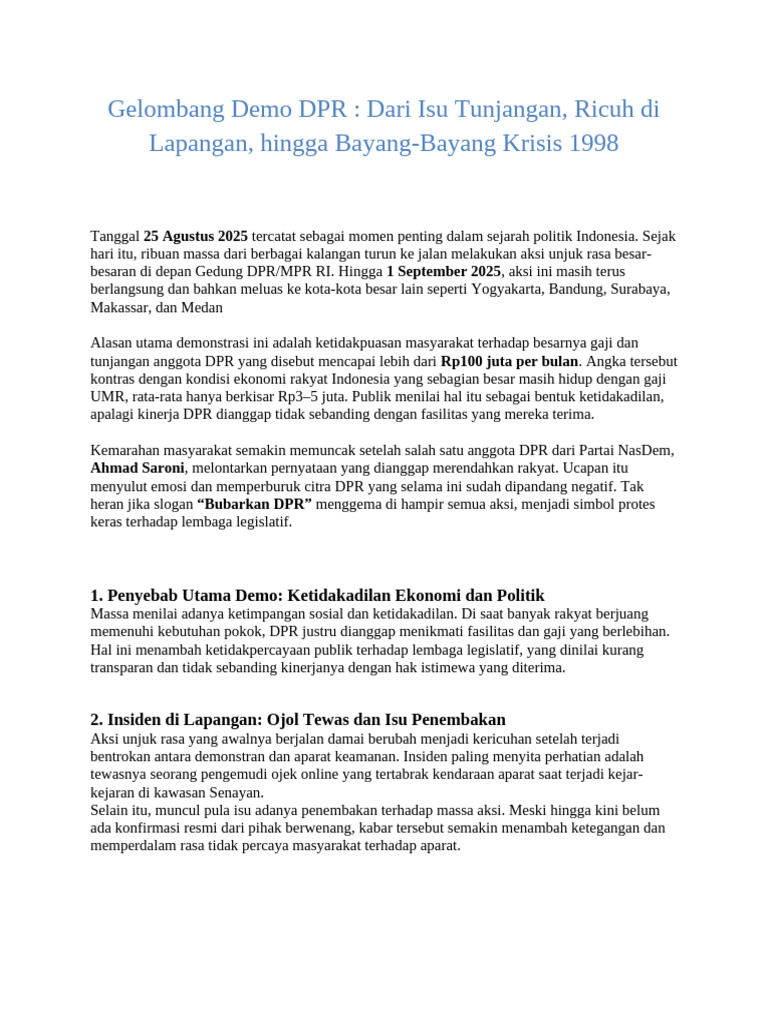 Artikel Kelompok Hashira (Gelombang Demo DPR) | PDF
