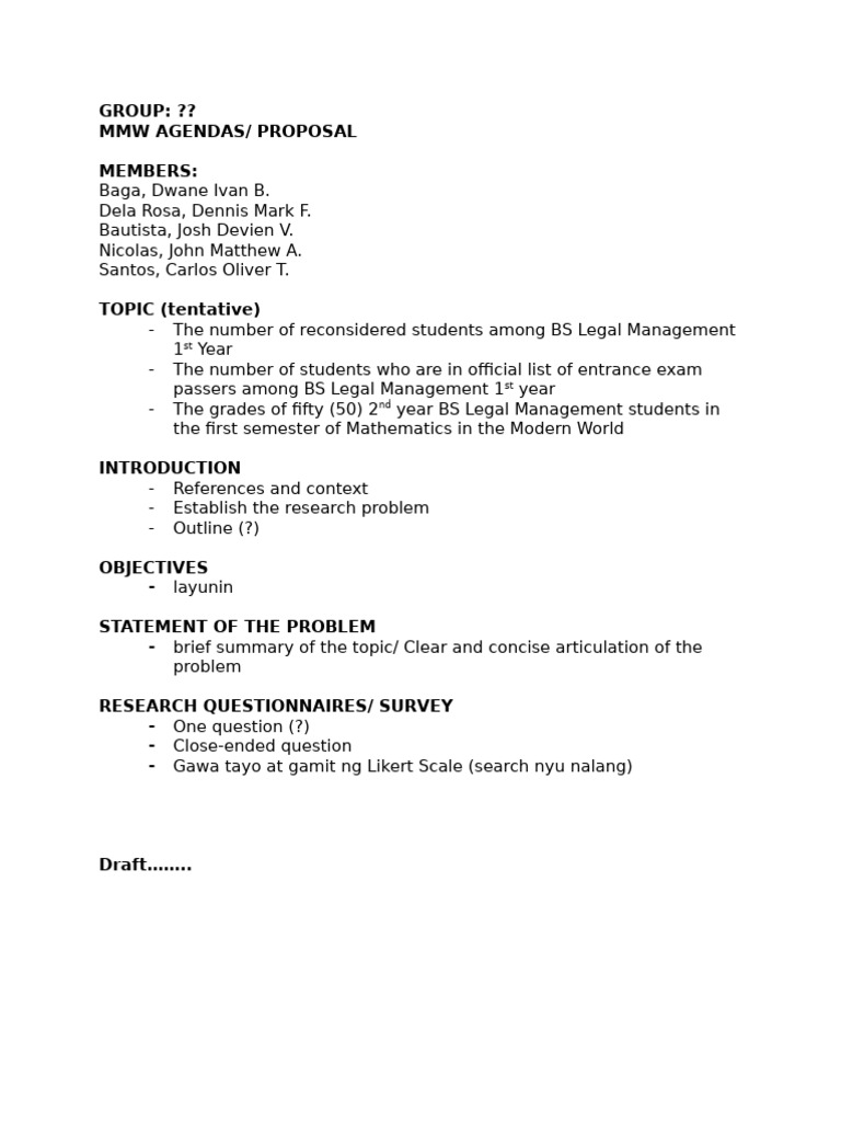 MMW Project Agendas & Proposal Draftt | PDF