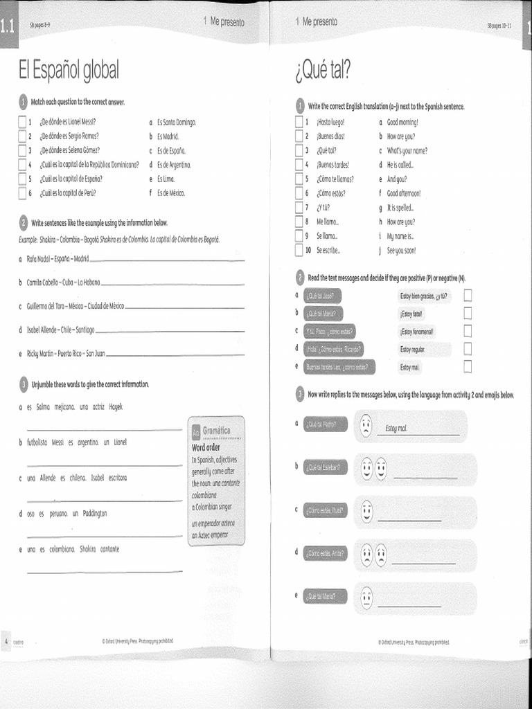Workbook Claro 1 | PDF