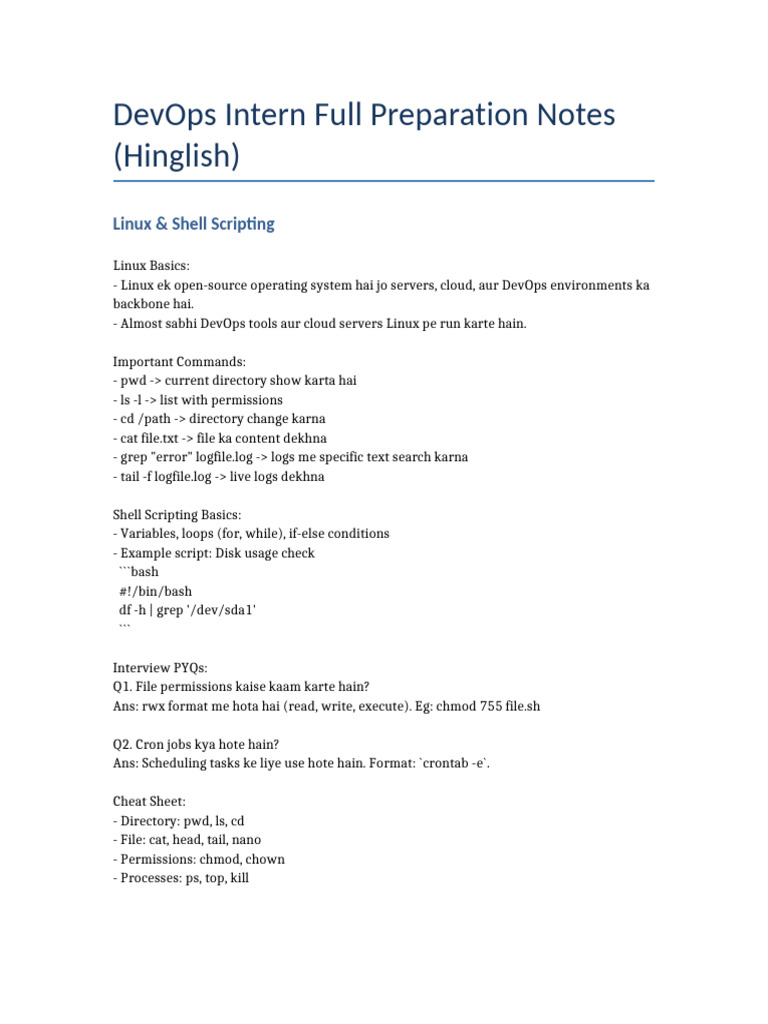 DevOps Intern Preparation Guide | PDF | Sql | Computing