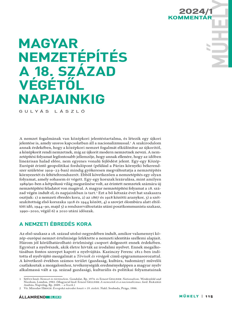 Gulyas Magyar Nemzetepites | PDF