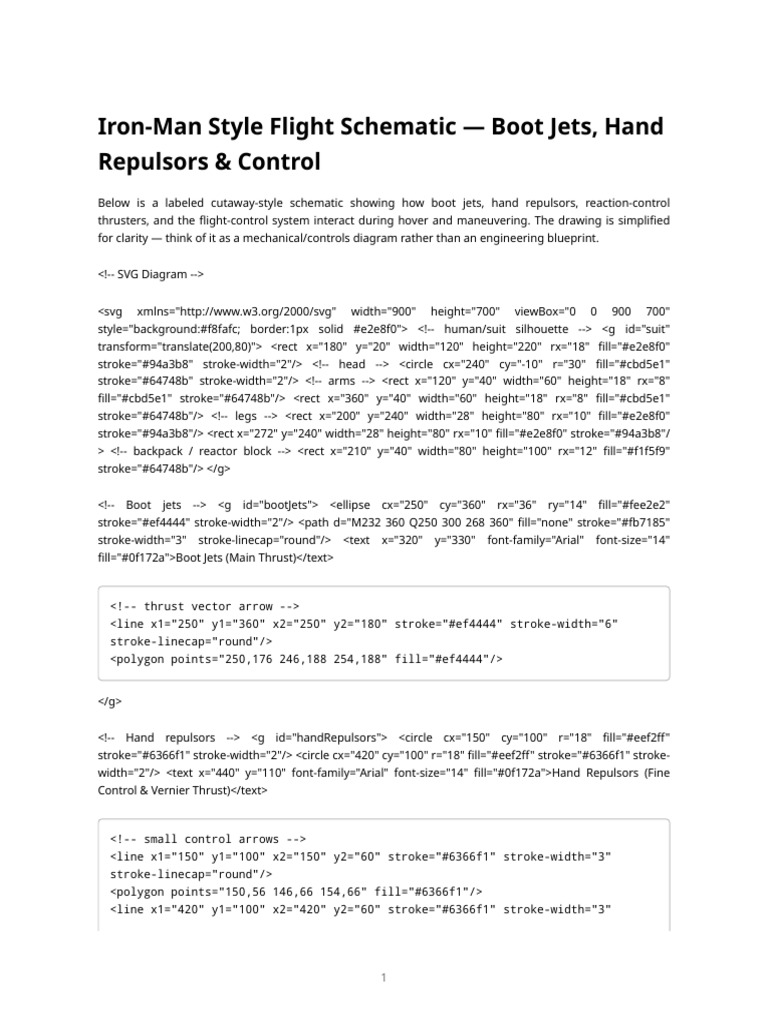 Iron Man Flight Control Schematic | PDF | Thrust | Rocket Engine