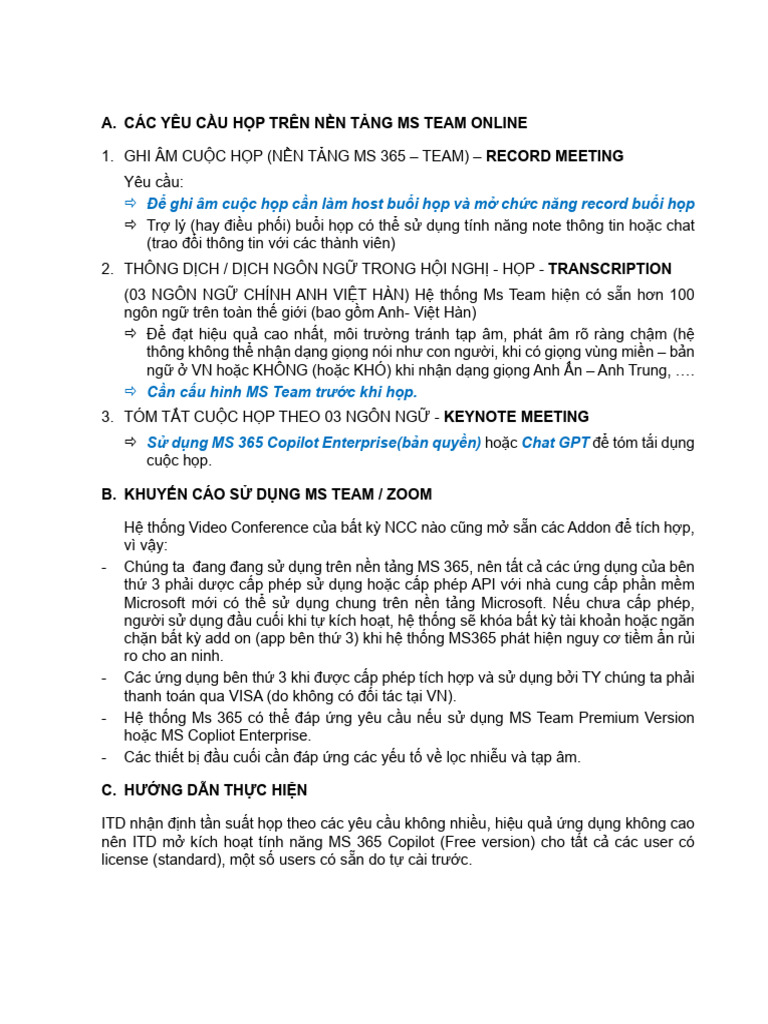 HDSD Ms Team (Record - Transcript and Summary) | PDF