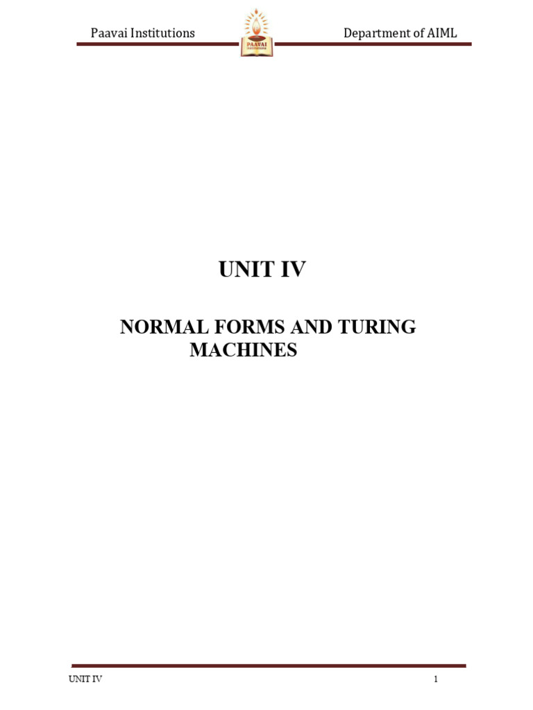 Normal Forms & Turing Machines Overview | PDF | Grammar | Syntax (Logic)