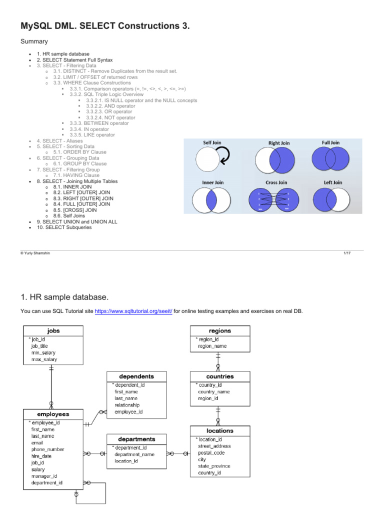 Dbs - LS13EN - Sql-Select-3 Must Read Joins | PDF | Table (Database) | Information Retrieval
