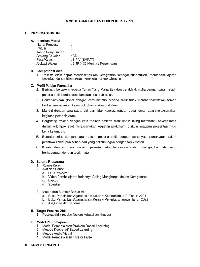 Modul Ajar PBL | PDF