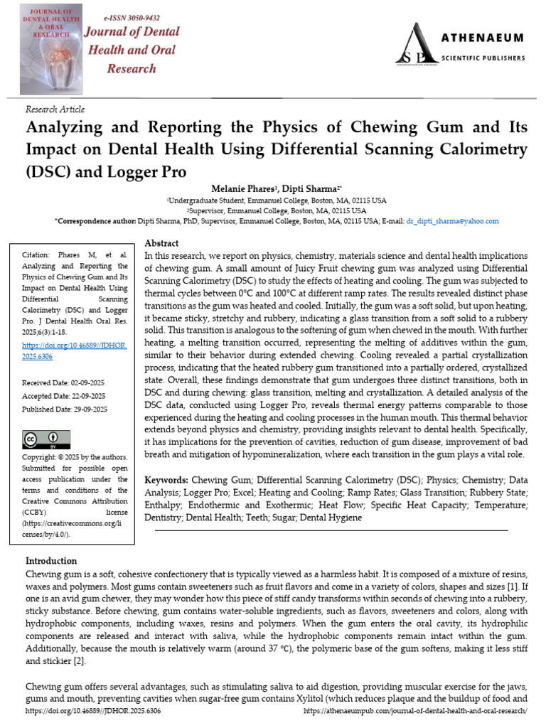 Chewing Gum's Impact on Dental Health | PDF | Differential Scanning ...