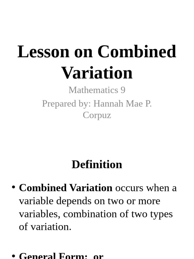 Real-Life Combined Variation Examples | PDF